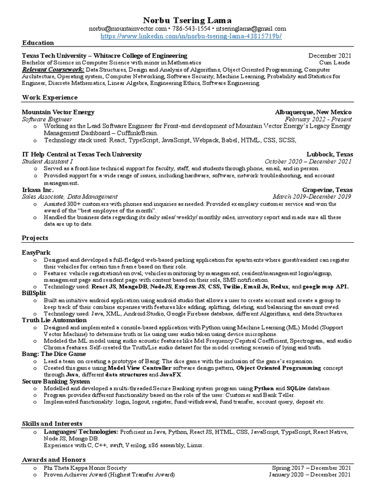 Resume Norbu | PDF | Android (Operating System) | Software Development