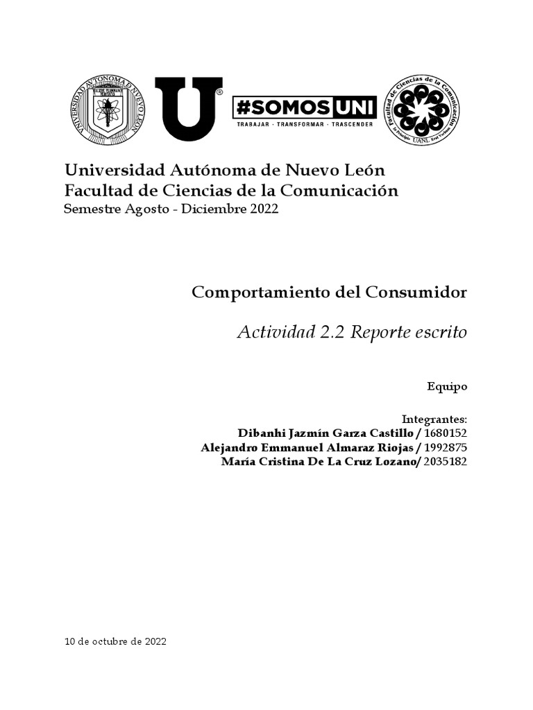 Act. 2.2 Reporte Escrito | PDF | Percepción | Comportamiento