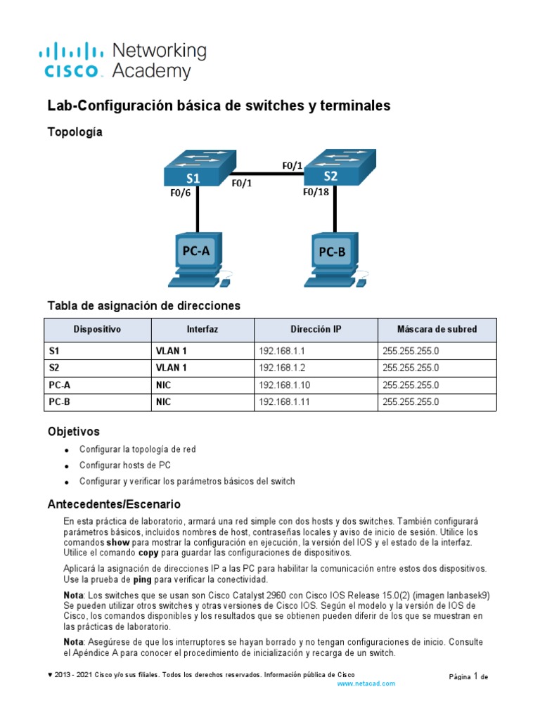 2 9 2 Lab Basic Switch And End Device Configuration Es Xl Pdf