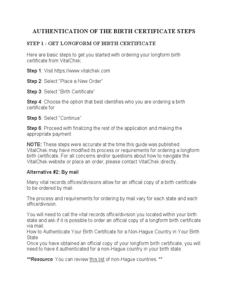 Birth Certificate Authentication Steps | PDF | Birth Certificate
