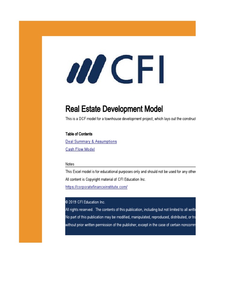 Financial Model - Real Estate Development | PDF | Revenue | Copyright