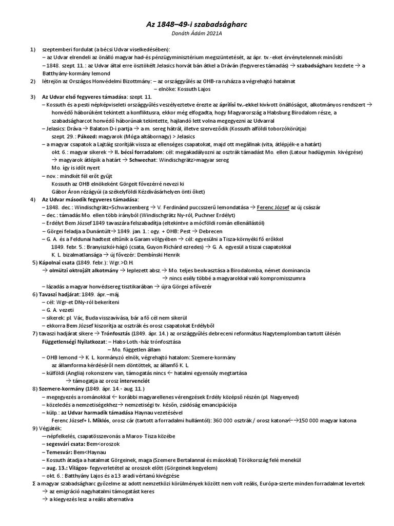 1848 1849 Szabadsagharc | PDF