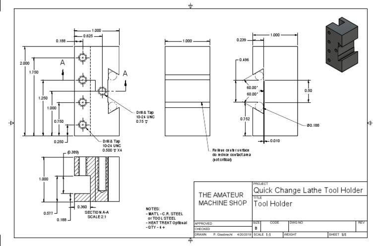 Tool Holder Drawing | Download Free PDF | Mechanical Engineering ...