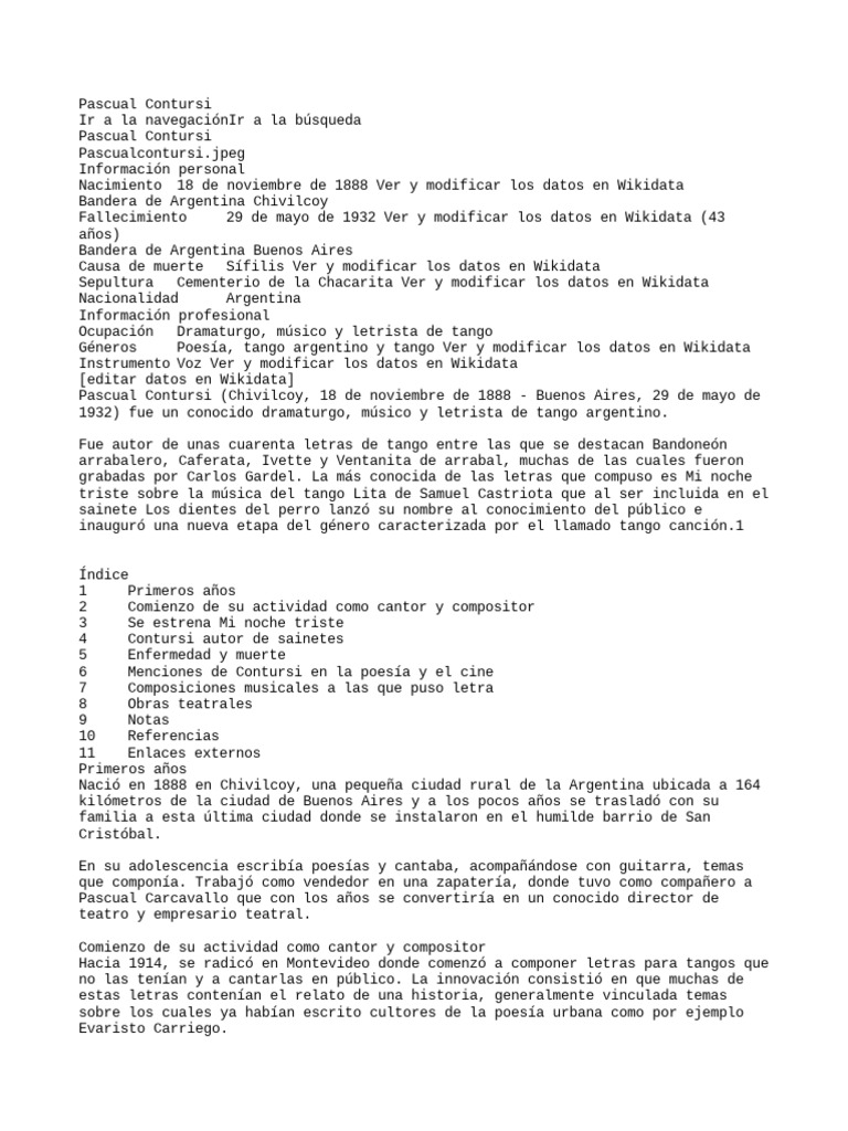 Pascual Contursi | PDF | Tango | Estilos de música uruguayos