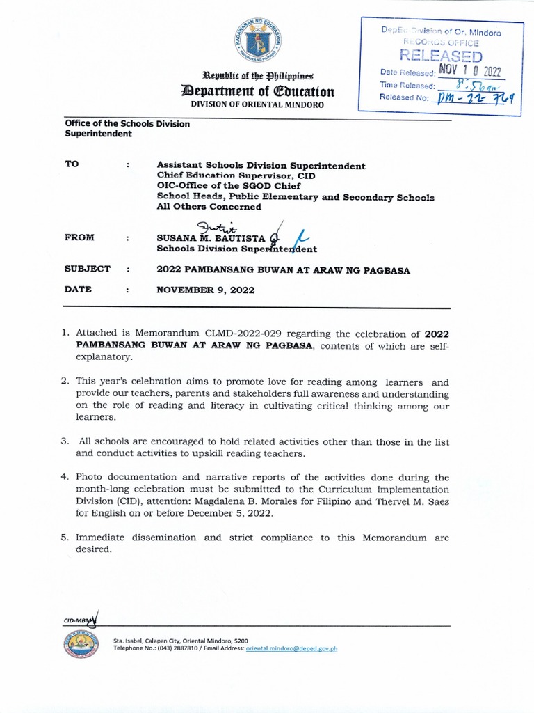 2022 Pambansang Buwan at Araw NG Pagbasa | PDF 2022 Pambansang Buwan at Araw NG Pagbasa | PDF