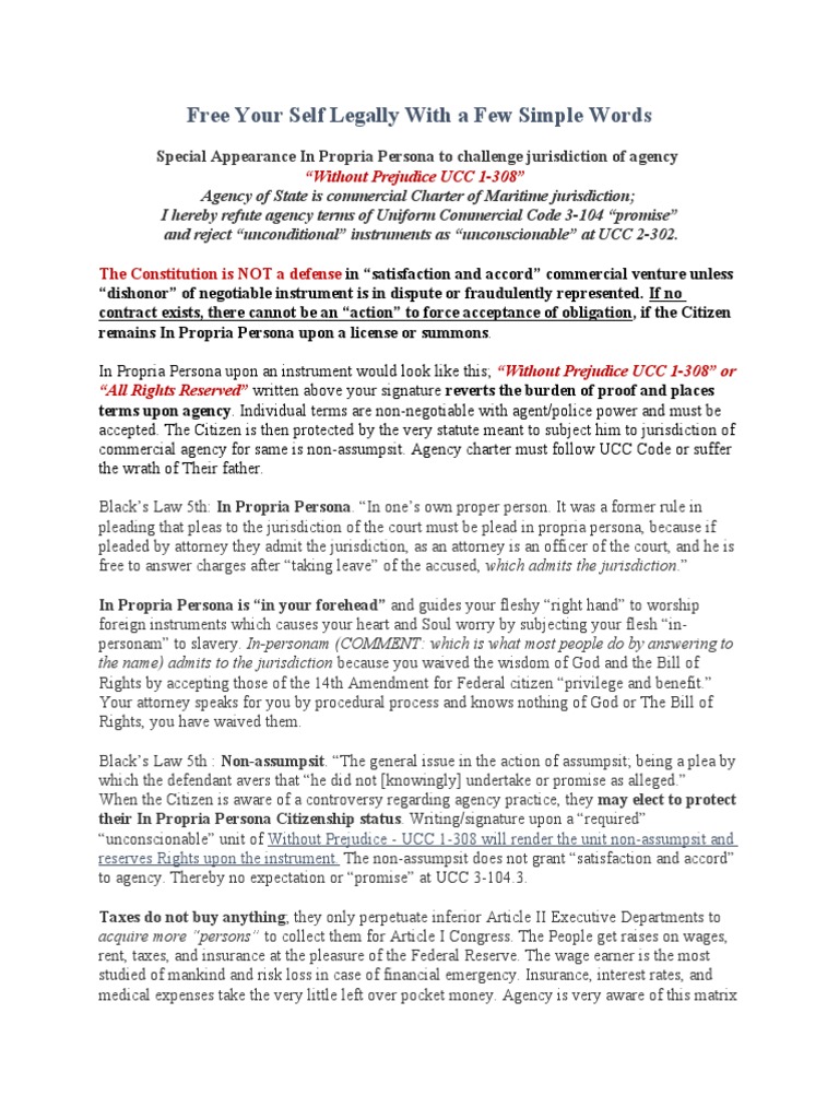 Free Your Self - in Propria Persona | PDF | Federal Government Of The ...