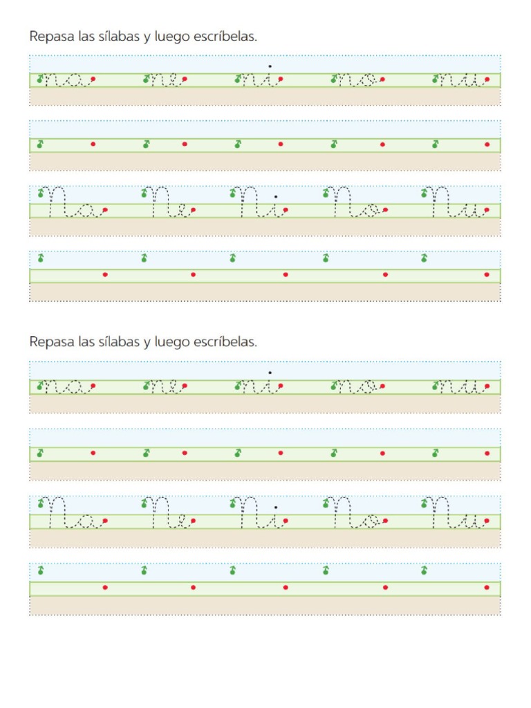 Riel Caligráfico Con Las Sílabas N | PDF
