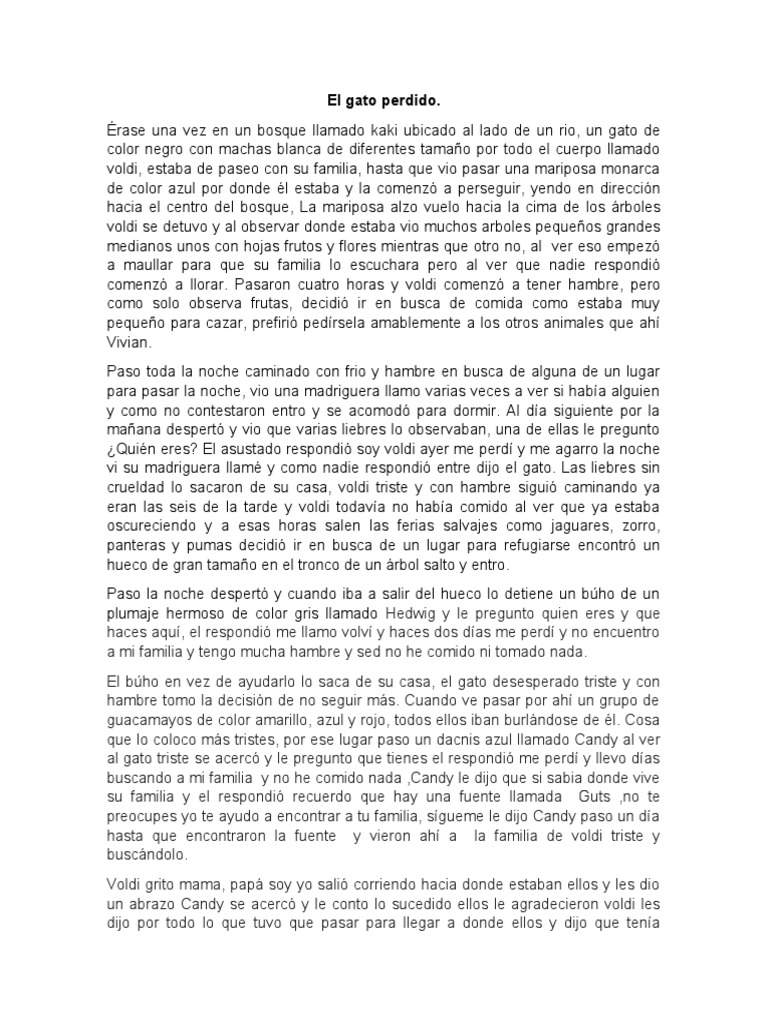 El gato perdido y su aventura | PDF | Gatos