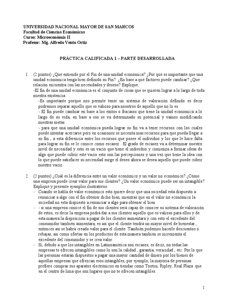 Pc1 - Parte Desarrollada - Tema 1 - Solución Hecho | PDF | Excedente económico | Precios