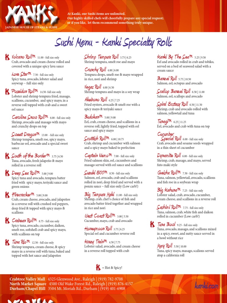 Sushi Menu | PDF | Sushi | Japanese Cuisine