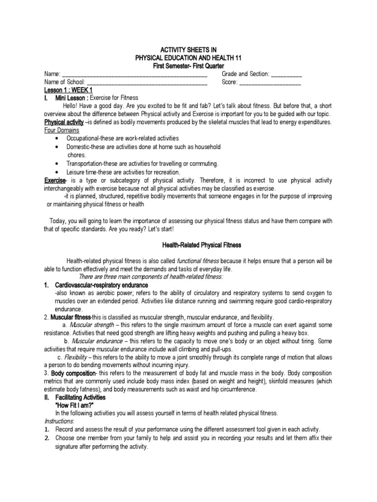 Assessing Health-Related Physical Fitness: An Analysis of Fitness ...