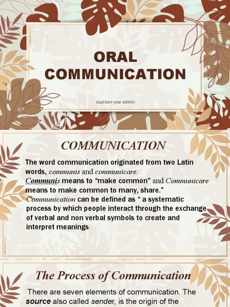 Oral Communication | PDF | Communication | Human Communication