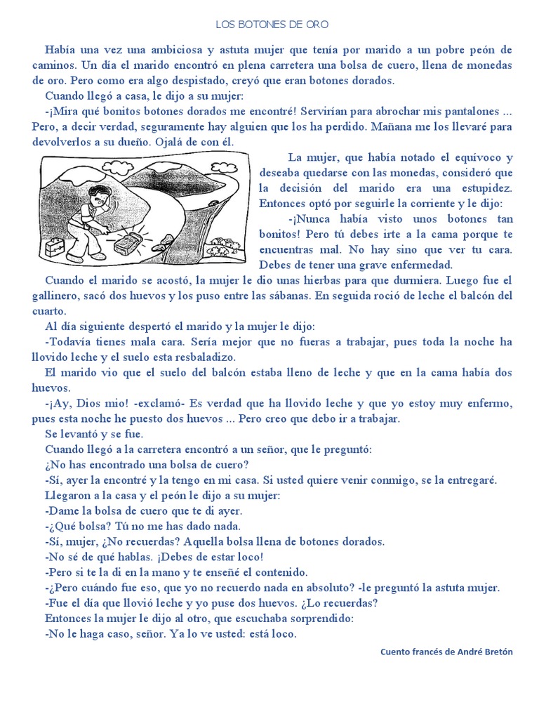 Ficha Los Botones de Oro para Quinto de Primaria | PDF