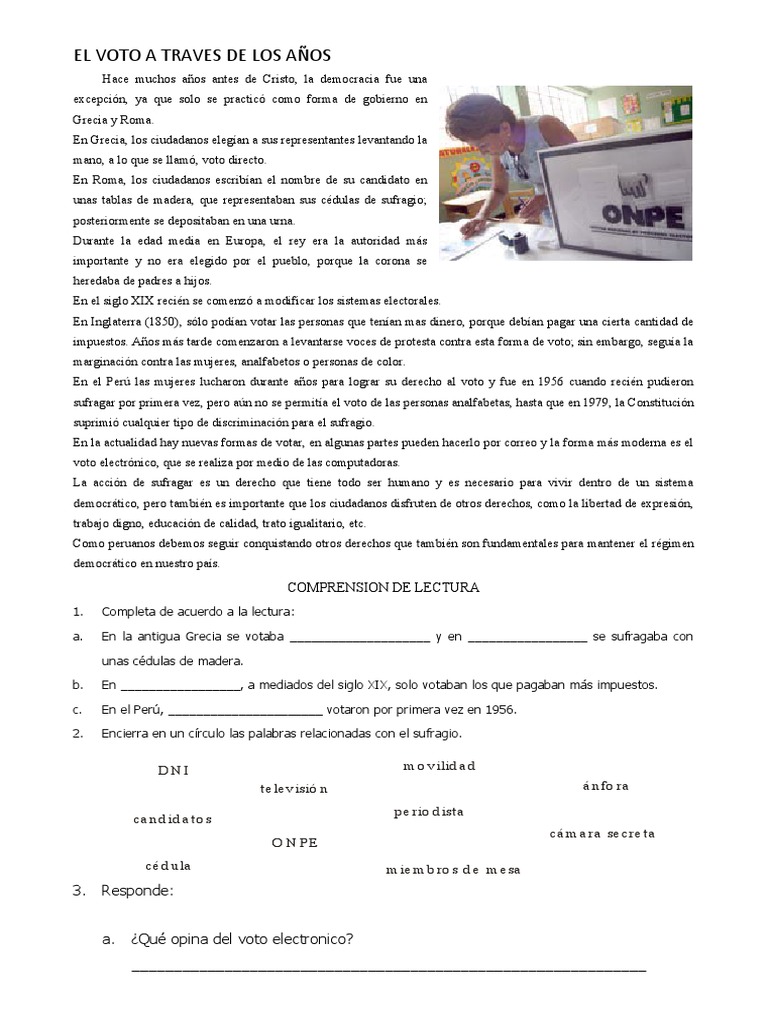 El Voto A Través de Los Años para Sexto de Primaria | PDF | Votación ...