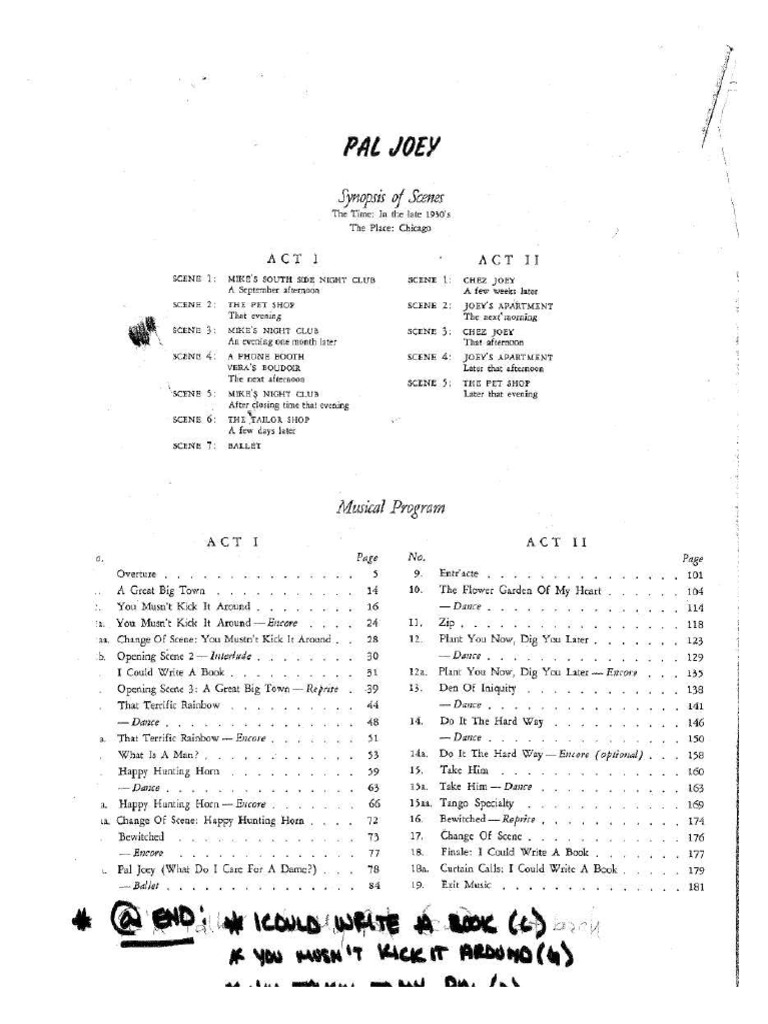Pal Joey Score | PDF