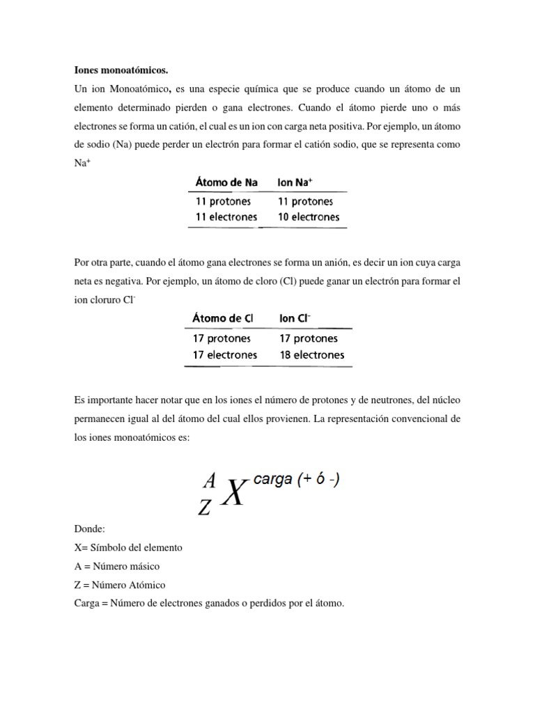 Ion Monoatomico | PDF | Ion | Química