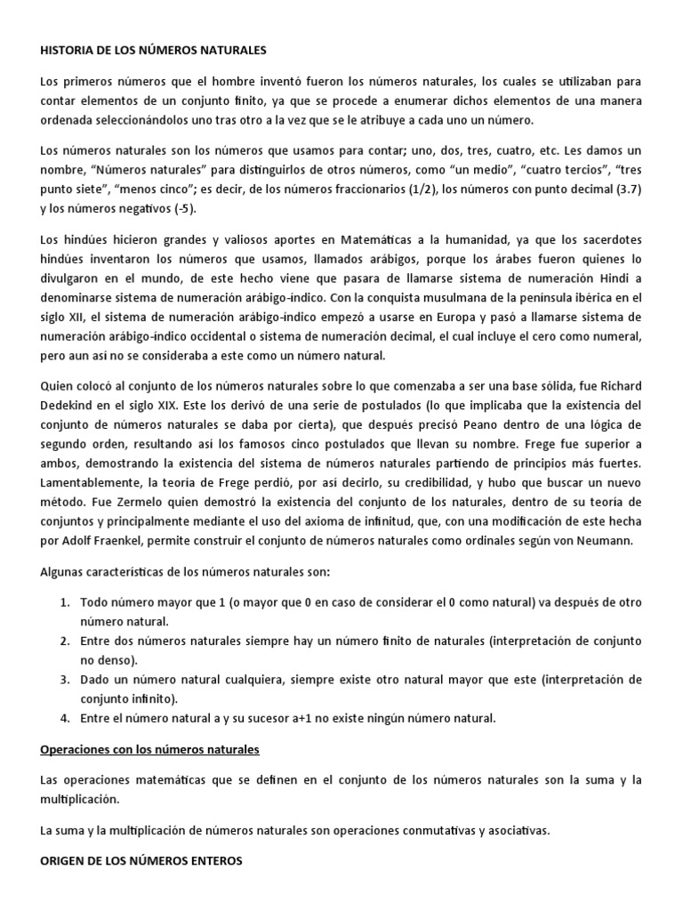 Origen e Historia de los Números Naturales | PDF | Número racional ...