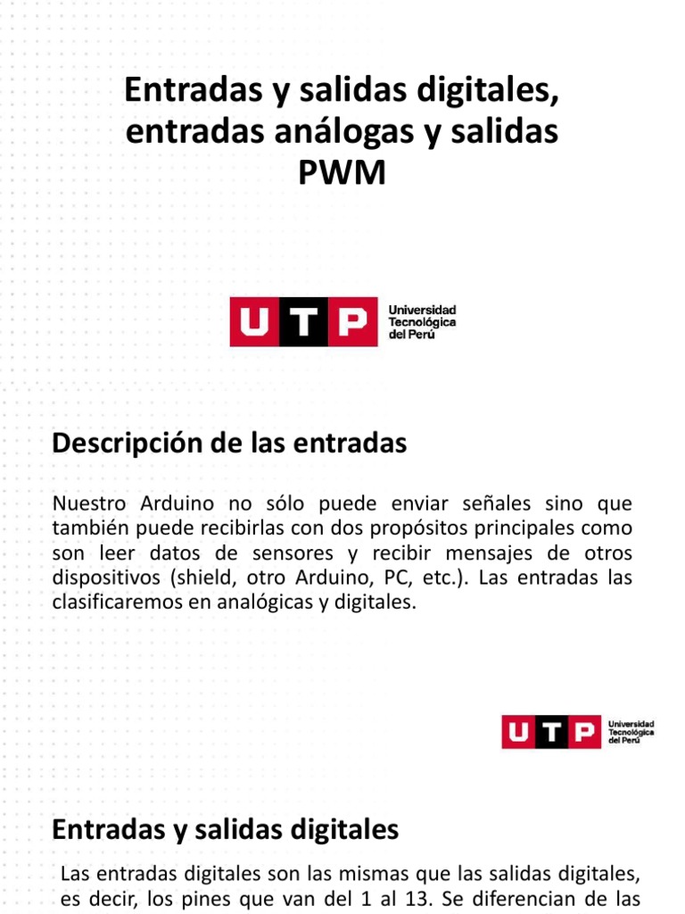 Entradas y Salidas Digitales y PWM | PDF | Señal analoga | Arduino