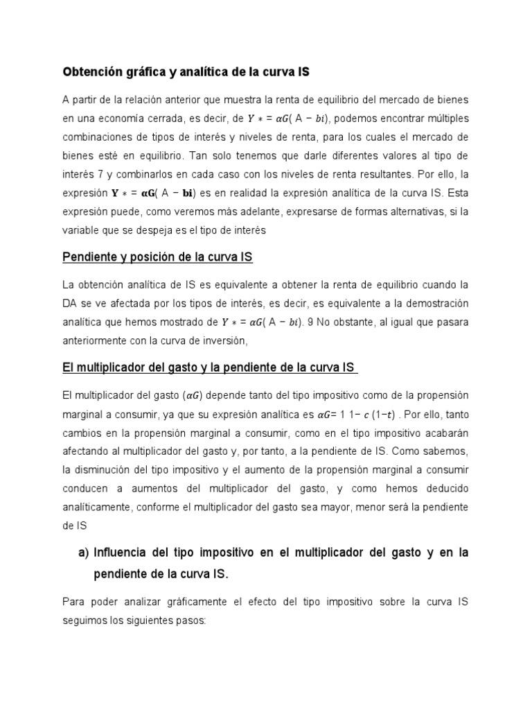 Obtencion de Grafica y Analitica de La Curva IS | PDF | Pendiente | Curva