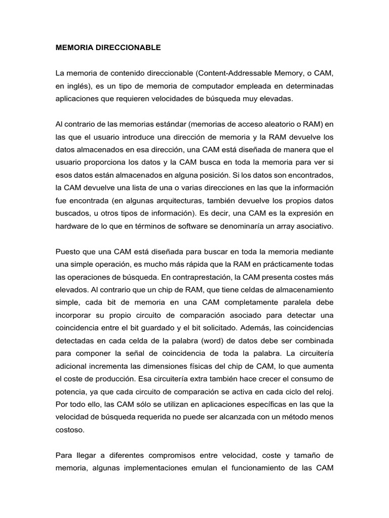 Memoria Direccionable | PDF | Informática | Ingeniería Informática