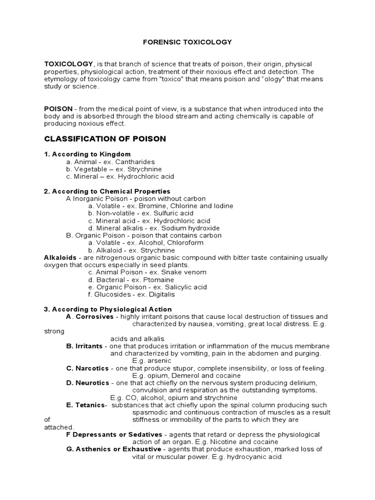 Forensic Toxicology | PDF | Poison | Alkaloid