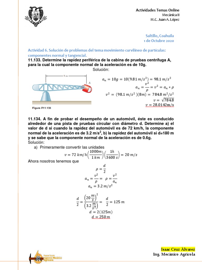 Tarea - MecanicaII - 6 - Isaac Cruz | PDF | Física | Mecánica