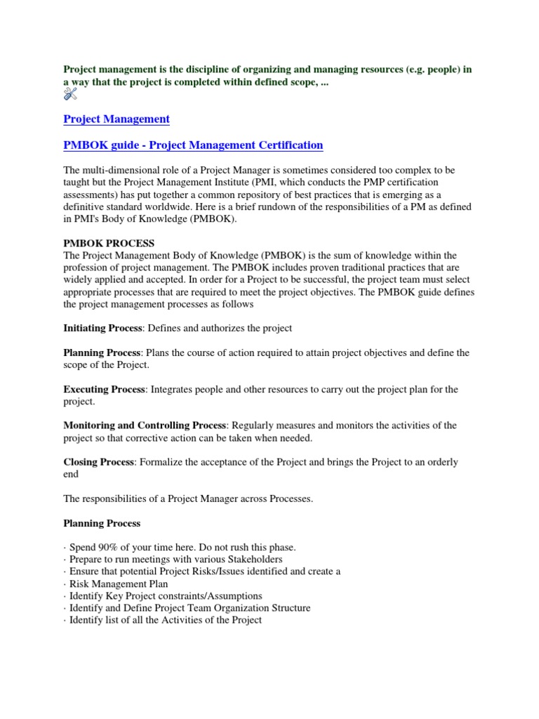 Project Management PMBOK Guide - Project Management Certification | PDF | Project Management ...