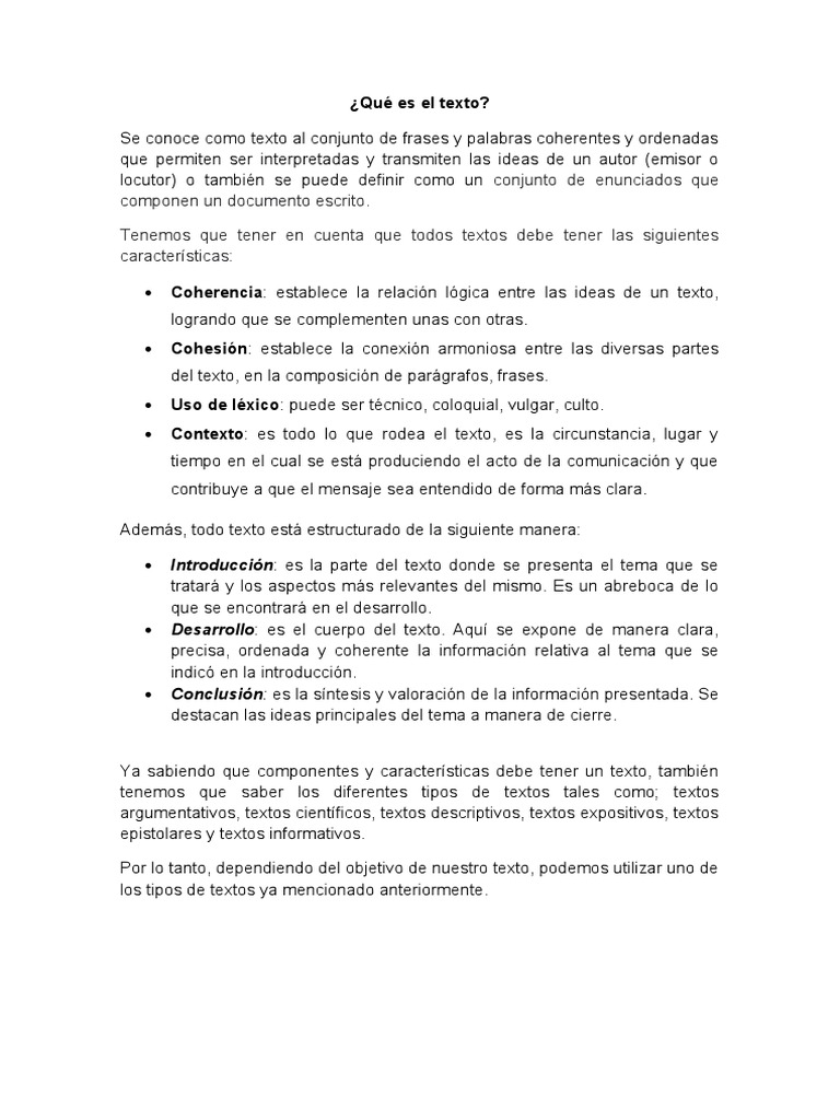 Qué Es El Texto | PDF