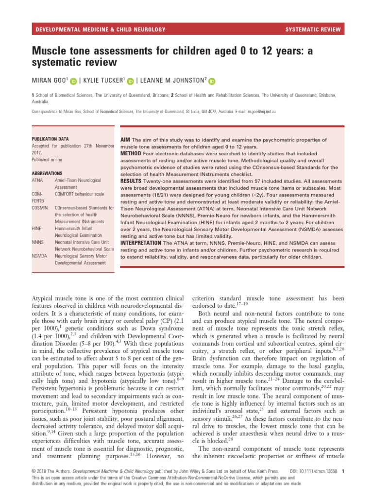 Muscle Tone Assessments For Children Aged 0 To 12 | PDF | Validity ...