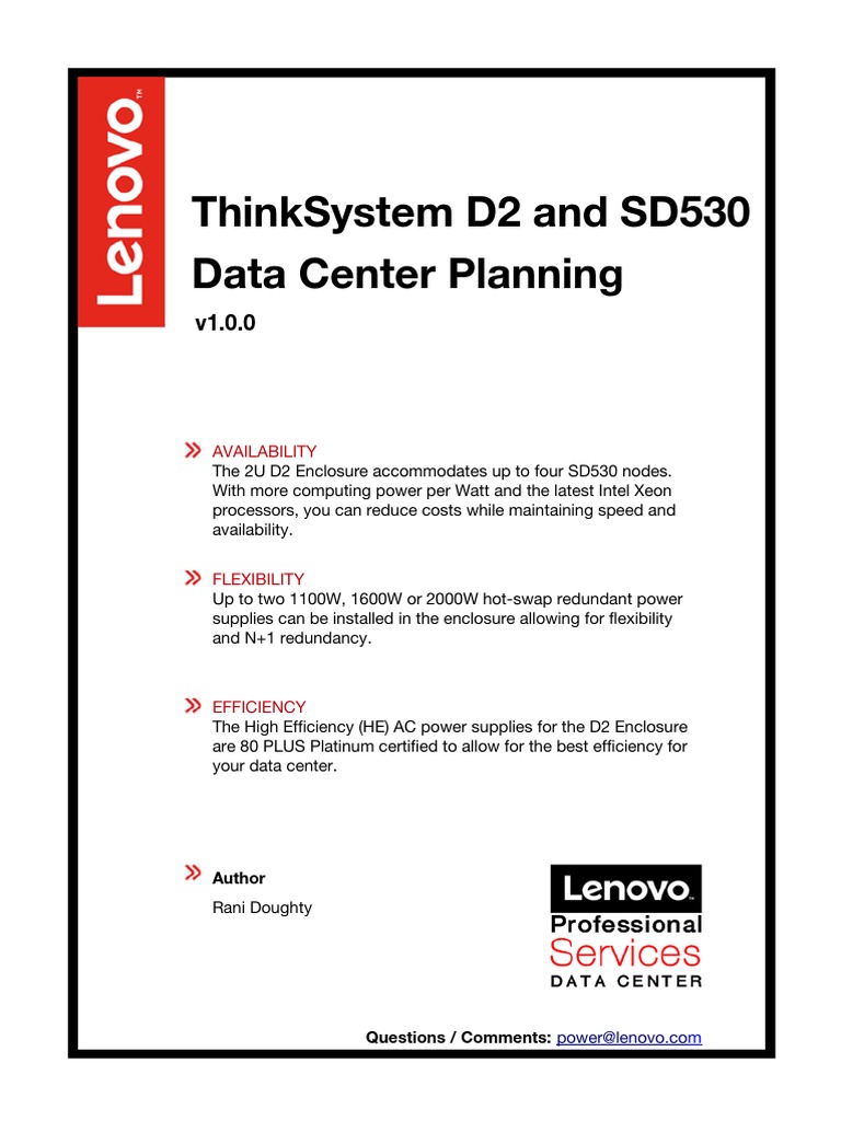 d2 Enclosure and sd530 Data Center Planning-V1.0.0 | PDF | Power Supply | Amplifier