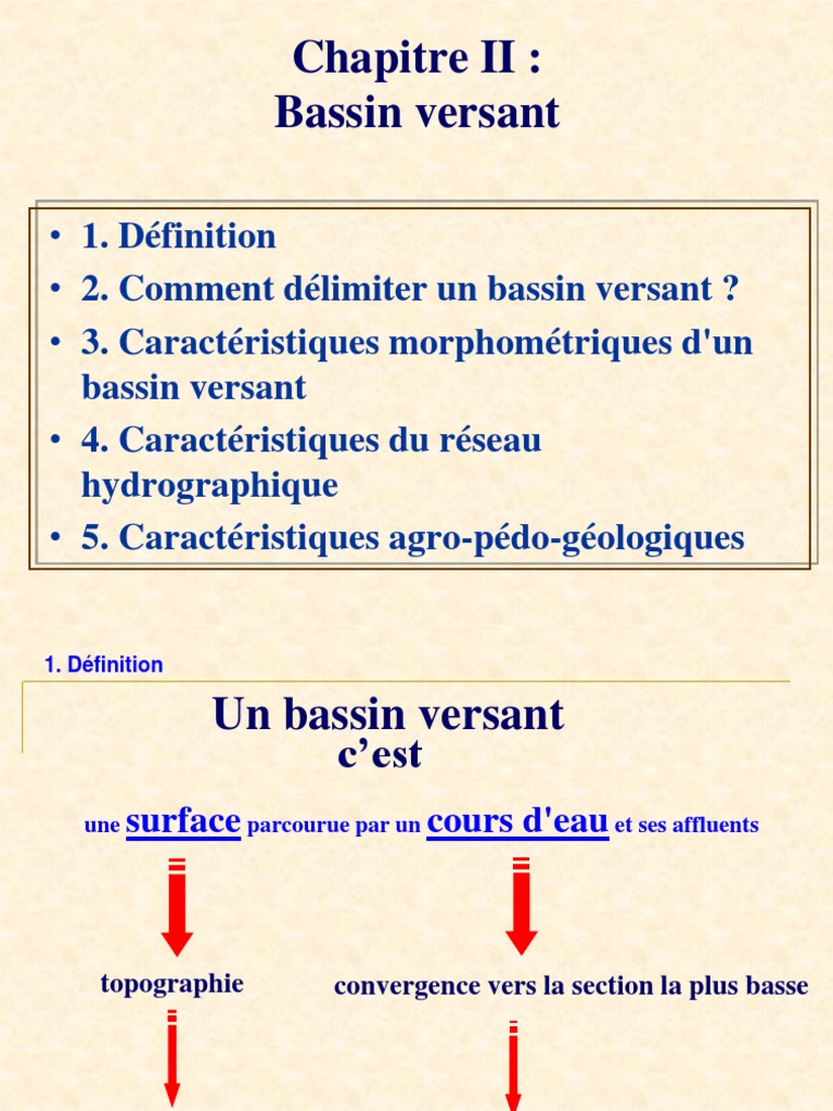 Définition et caractéristiques du bassin versant | PDF | Bassin versant ...