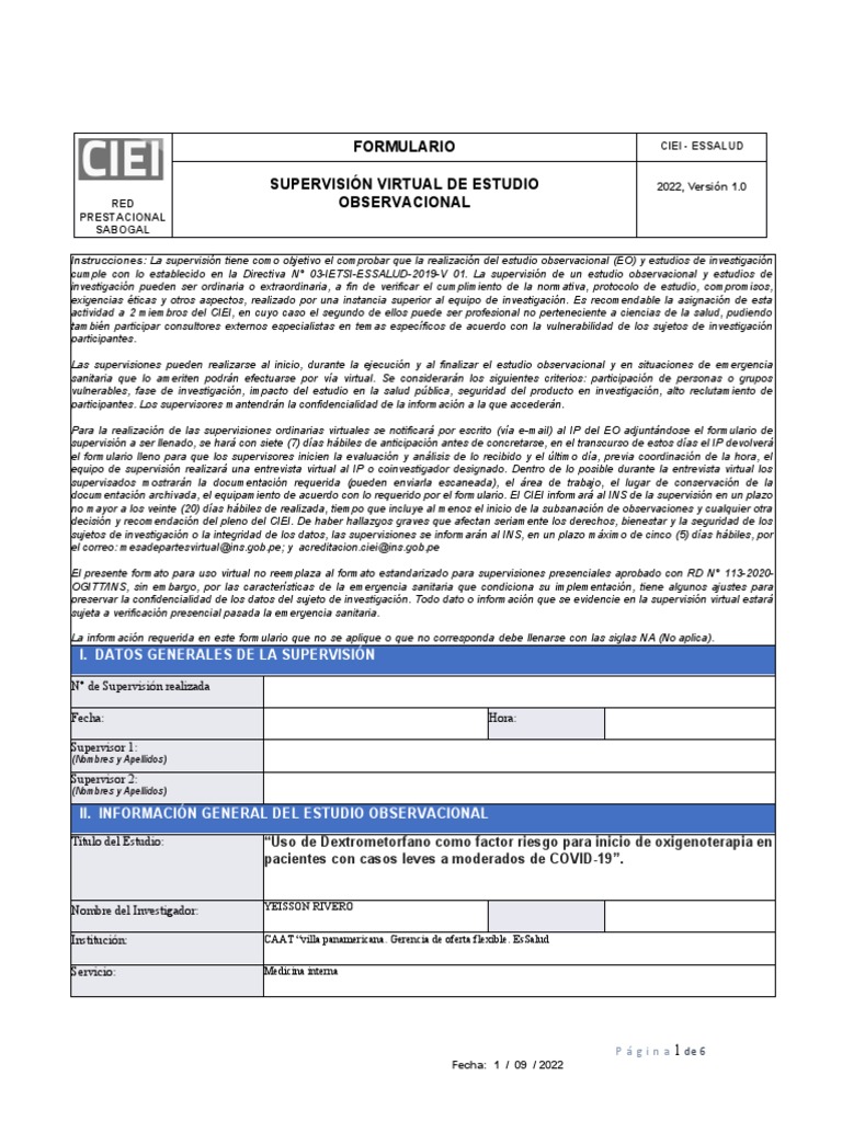 Formulario para Supervision de Eo | PDF | Consentimiento informado