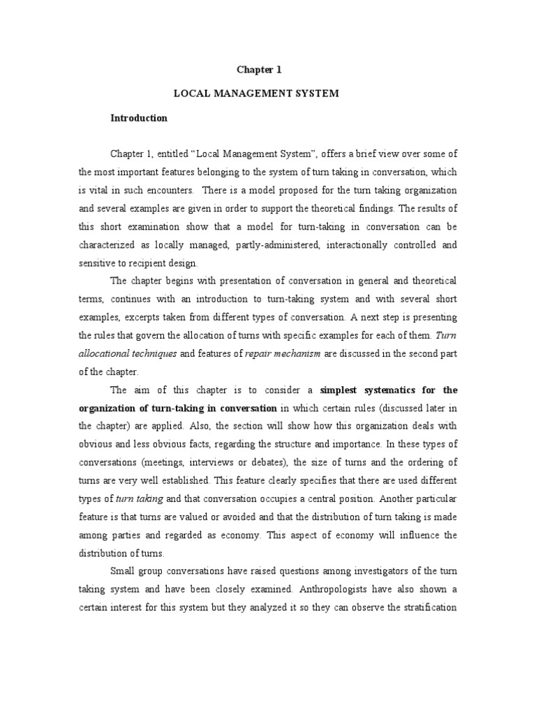 Ch1 Local Management System | PDF | Conversation | Psychological Concepts