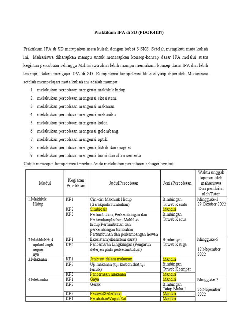 Pendahuluan Praktikum IPA Di SD | PDF
