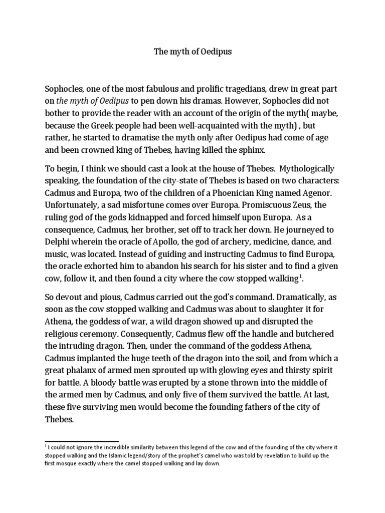 The Myth of Oedipus | PDF | Oedipus | Greek Mythology