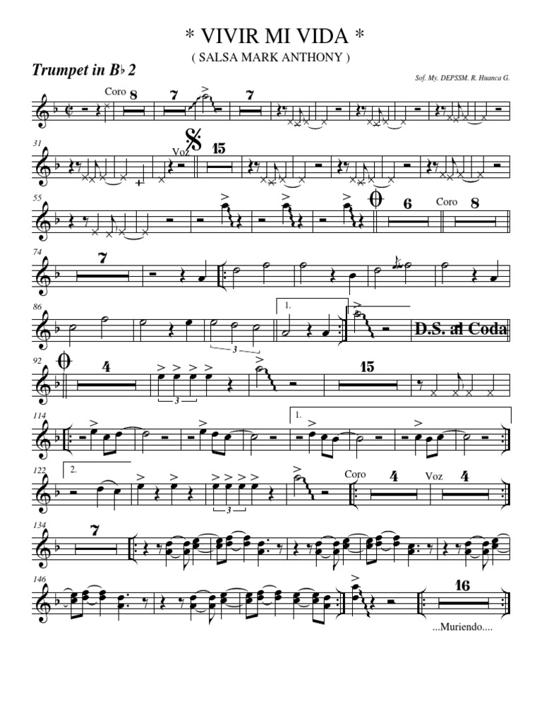 Vivir Mi Vida Trumpet Sheet Music | PDF