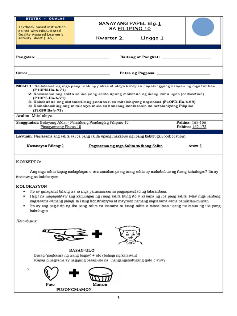LAS - Q2 - Filipino 10 - W1 | PDF