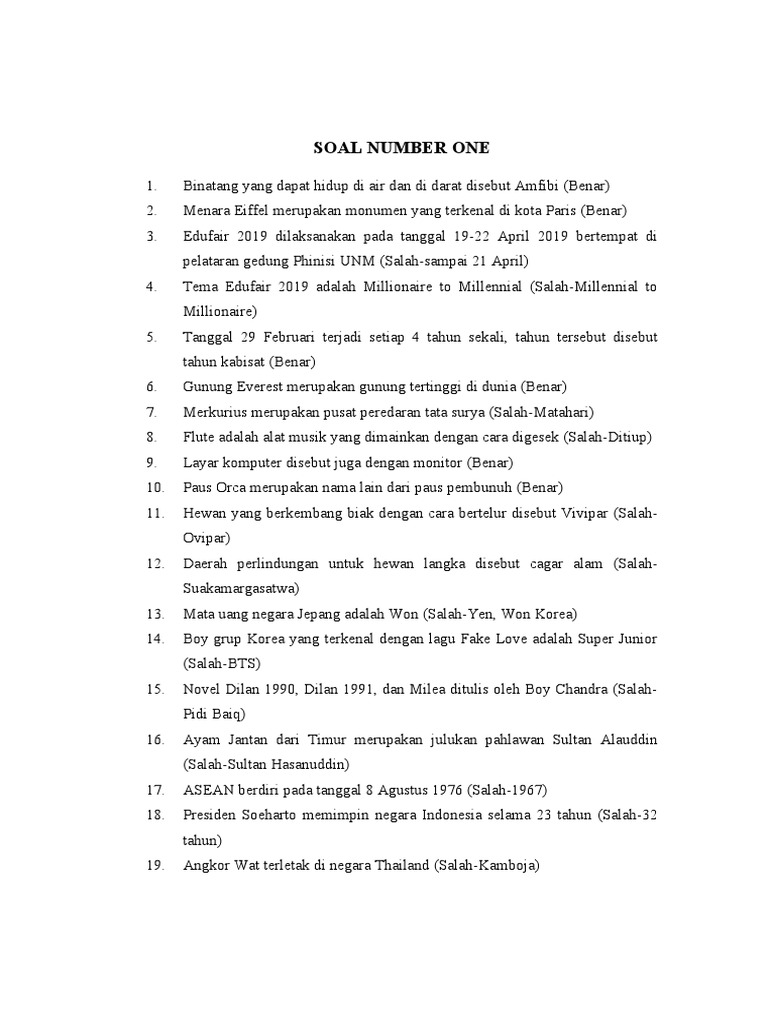 50 Soal Number One | PDF | Ilmu Sosial | Perjalanan