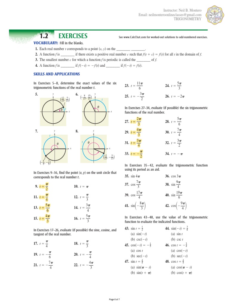 Module 2 Exercises Pdf Trigonometric Functions Trigonometry