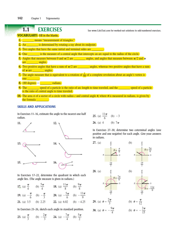Module 1 Exercises Pdf Angle Speed 