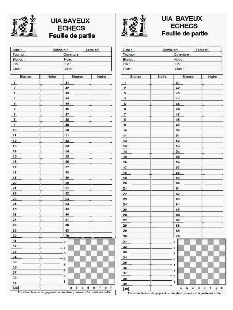 Copie de Feuille - Score - Échecs | PDF