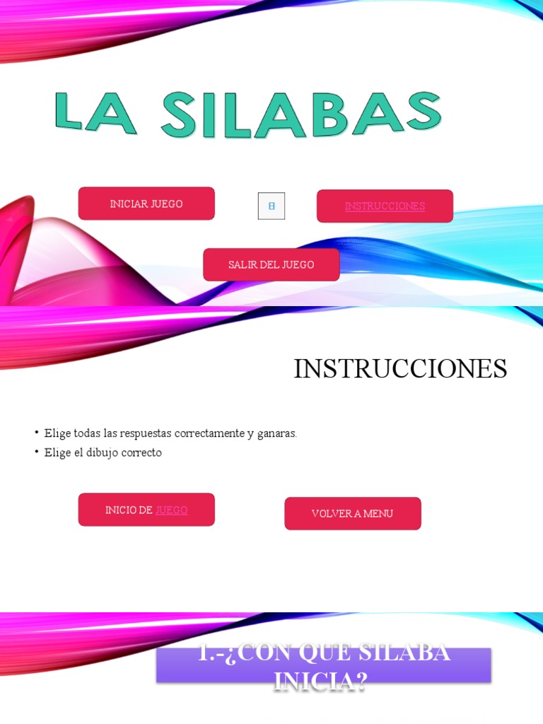Juego de Silabas: ¡Acierta y Gana! | PDF | Cocina, comidas y vino