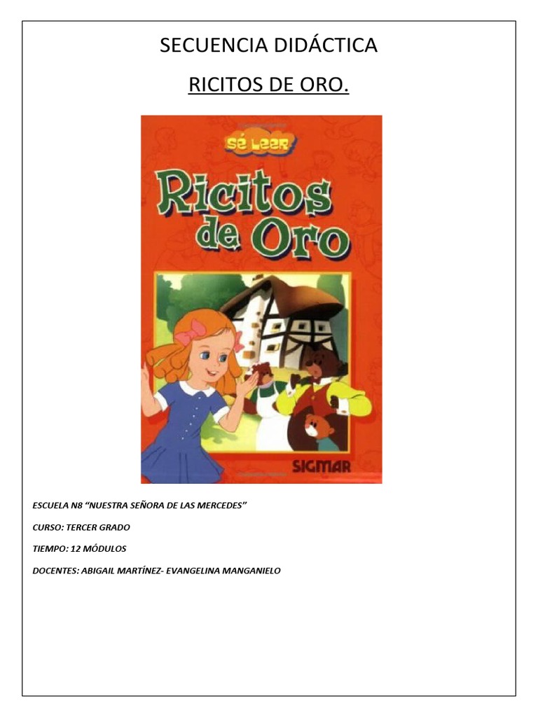 Secuencia Didáctica: Ricitos de Oro | PDF | Ricitos de oro y los tres ...