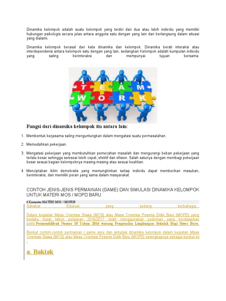 Permainan Dinamika Kelompok untuk MOS | PDF