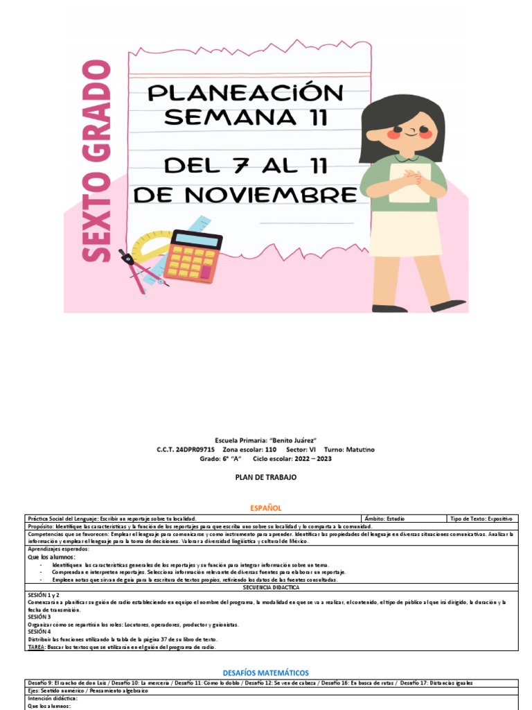 Planeacion Semana 7 - 11 - Noviembre | PDF | Sistema nervioso central ...
