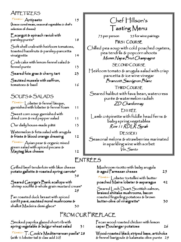 Dinner Menu | Salad | Western Cuisine