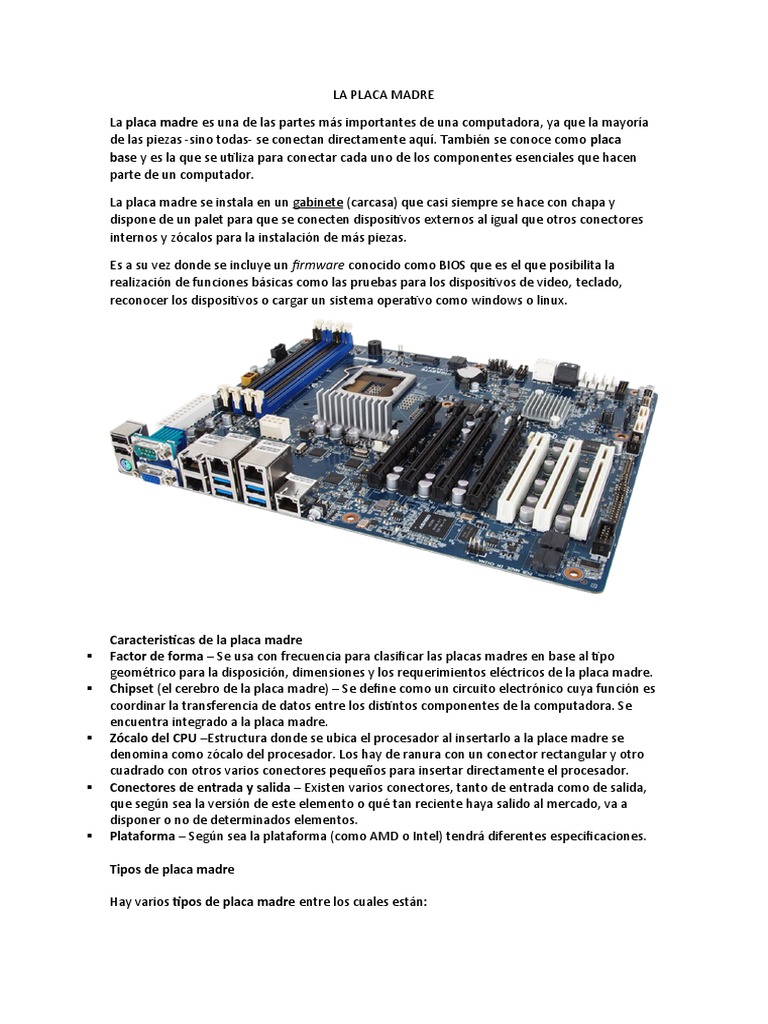 La Placa Madre | PDF | Hardware de la computadora | Informática