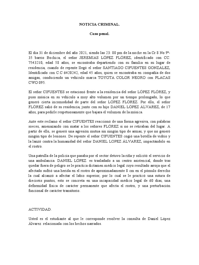 Noticia Criminal 1 | PDF | Queja | Policía
