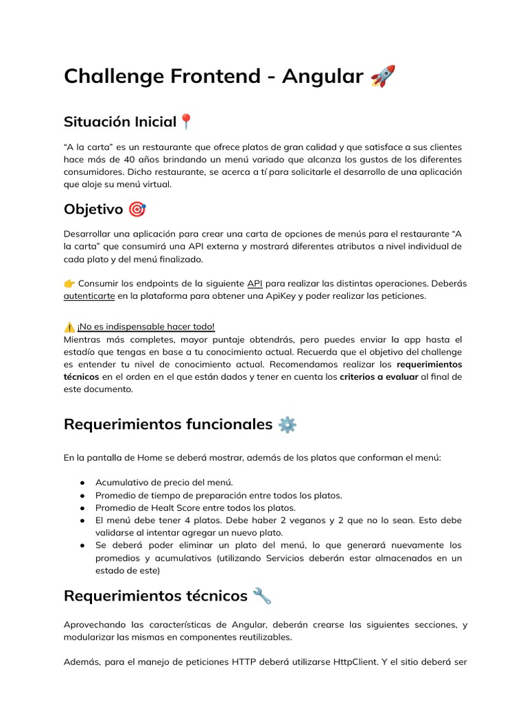 Challenge Frontend Angular - Rev3 | PDF