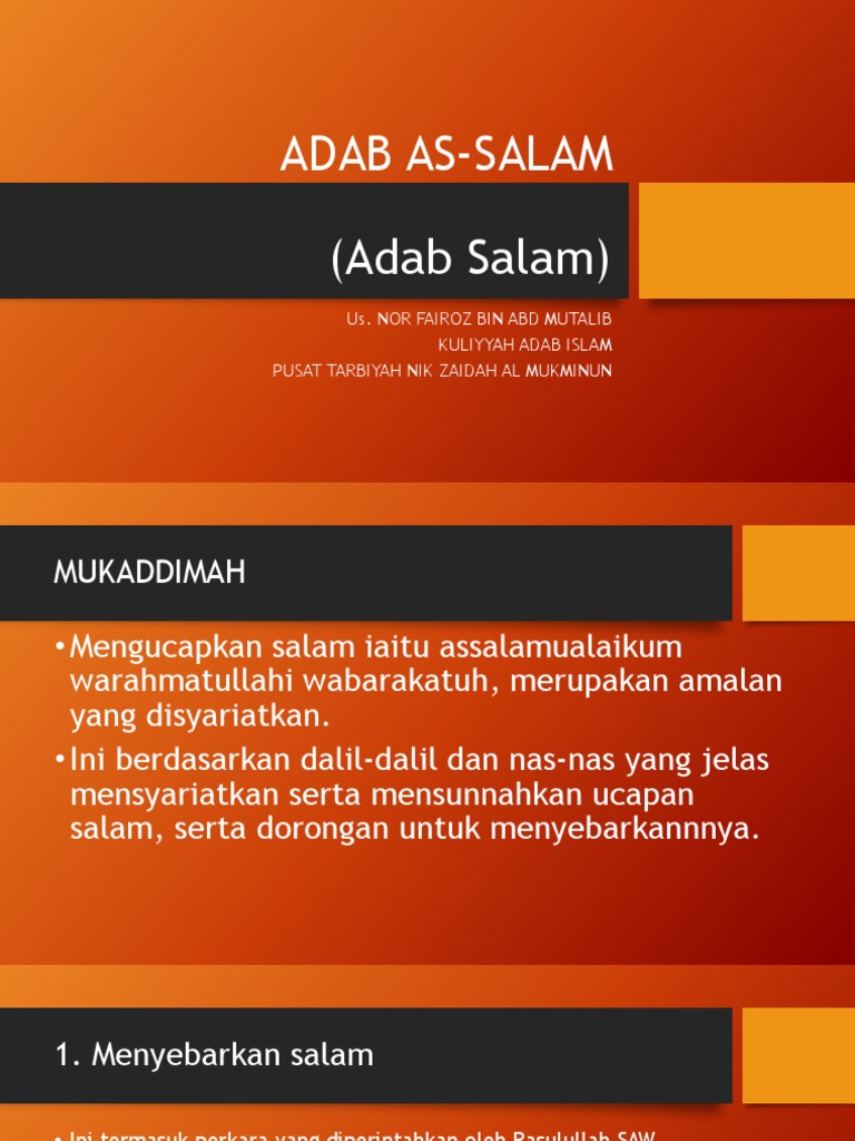 Adab Mengucapkan dan Menjawab Salam | PDF | Agama & Spiritualitas